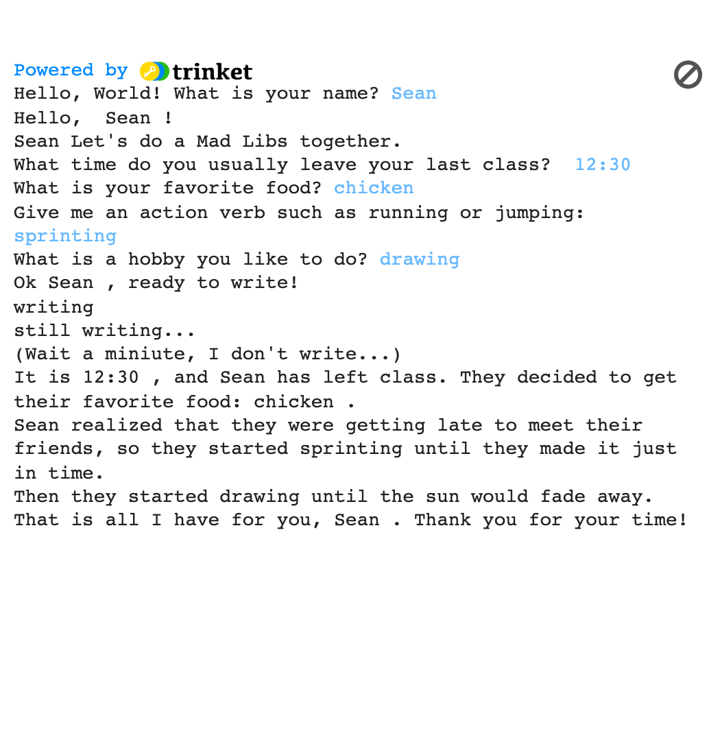 Mad Libs Trinket Remix