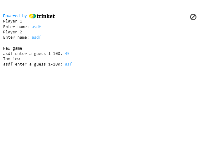 Two player guessing game, improved