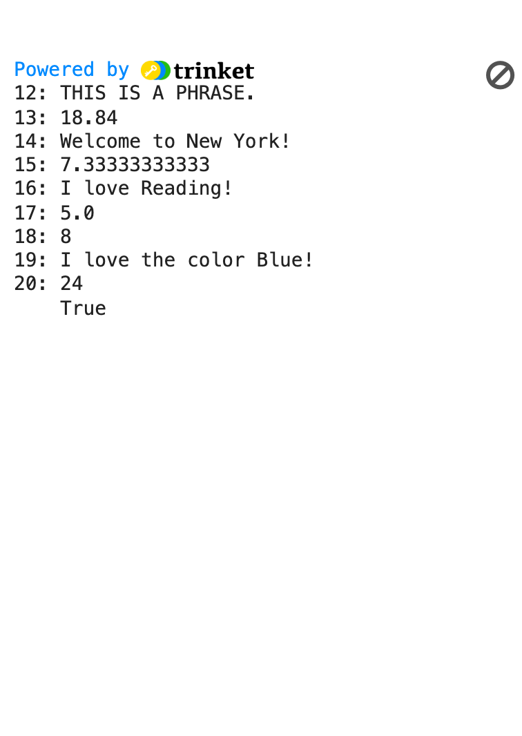 Variables & Data Types Problem Set, Starter