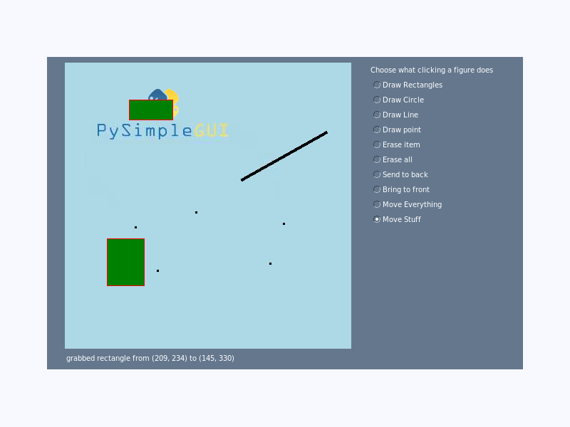 Graph Drawing and Dragging by pysimplegui