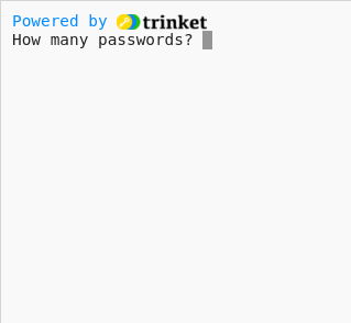 Password Generator (using while loops)