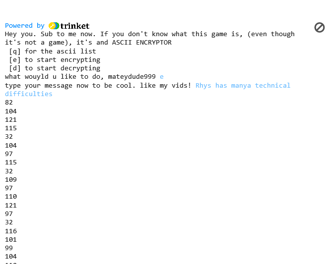 ACSII Encrypter Python